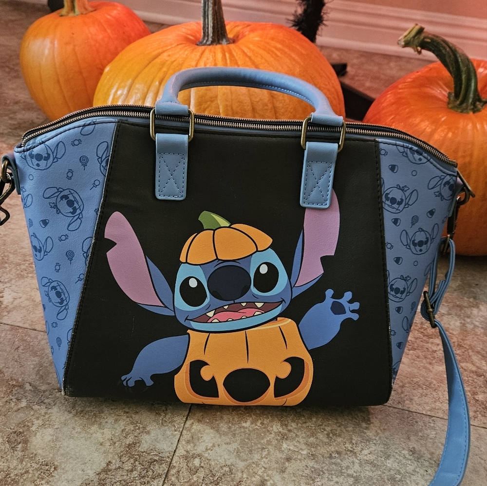 Loungefly Stitch Pumpkin & Scrump Satchel - Gem
